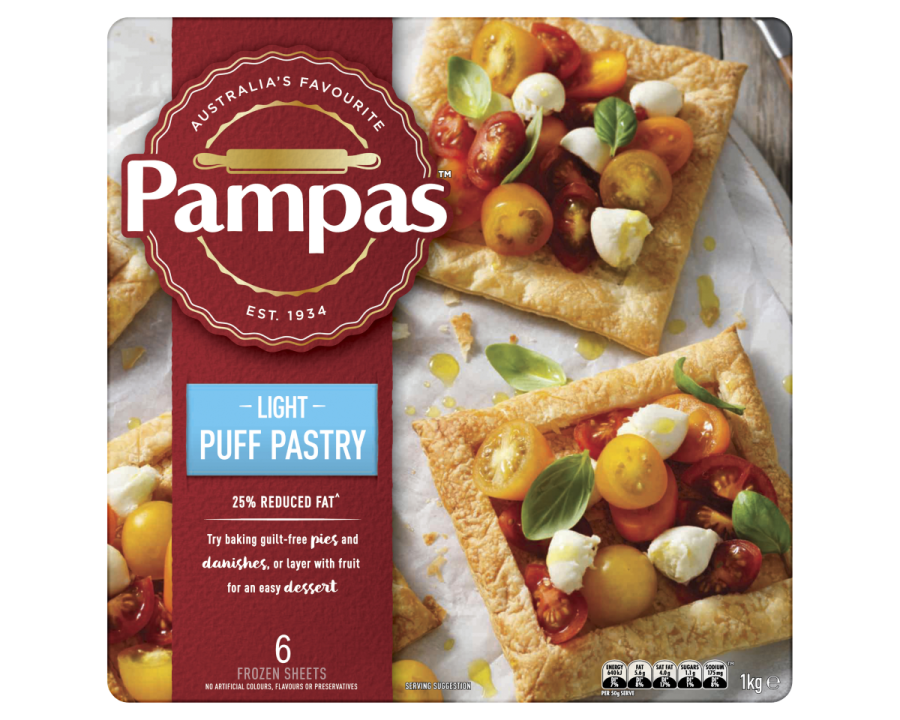 Pampas Puff Pastry 25% Reduced Fat Frozen 1 kg | Pampas