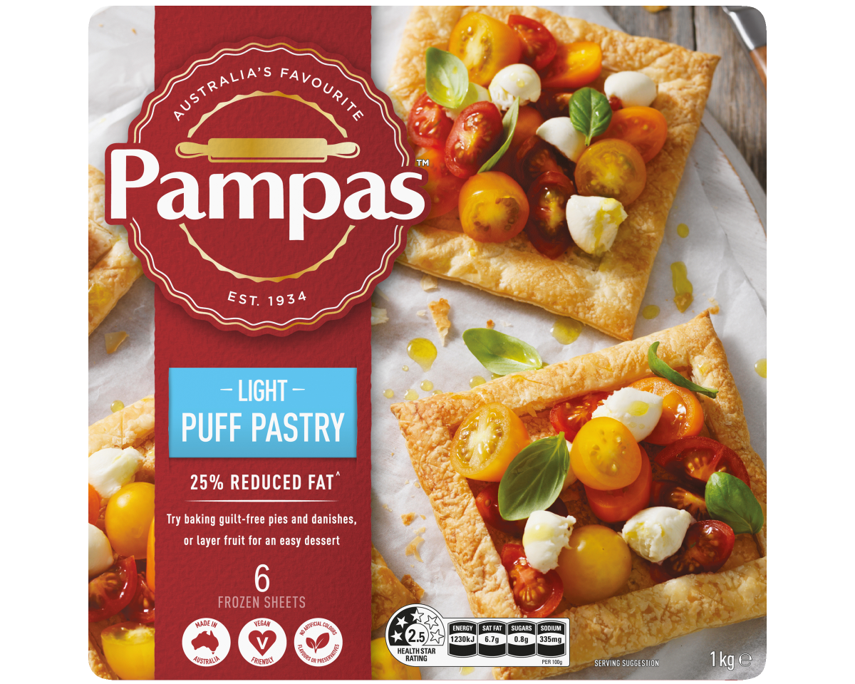 Pampas Puff Pastry 25% Reduced Fat Frozen 1 kg | Pampas